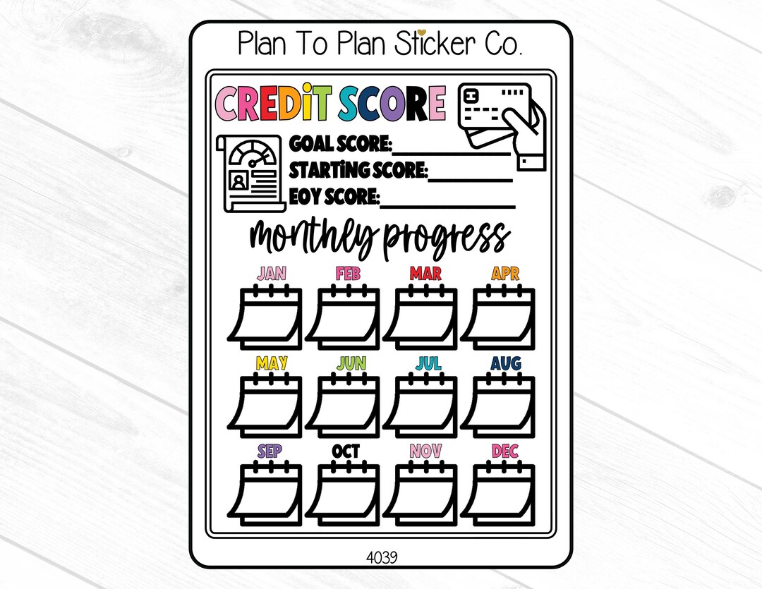 4039~~credit Score Tracker Planner Stickers. - Etsy
