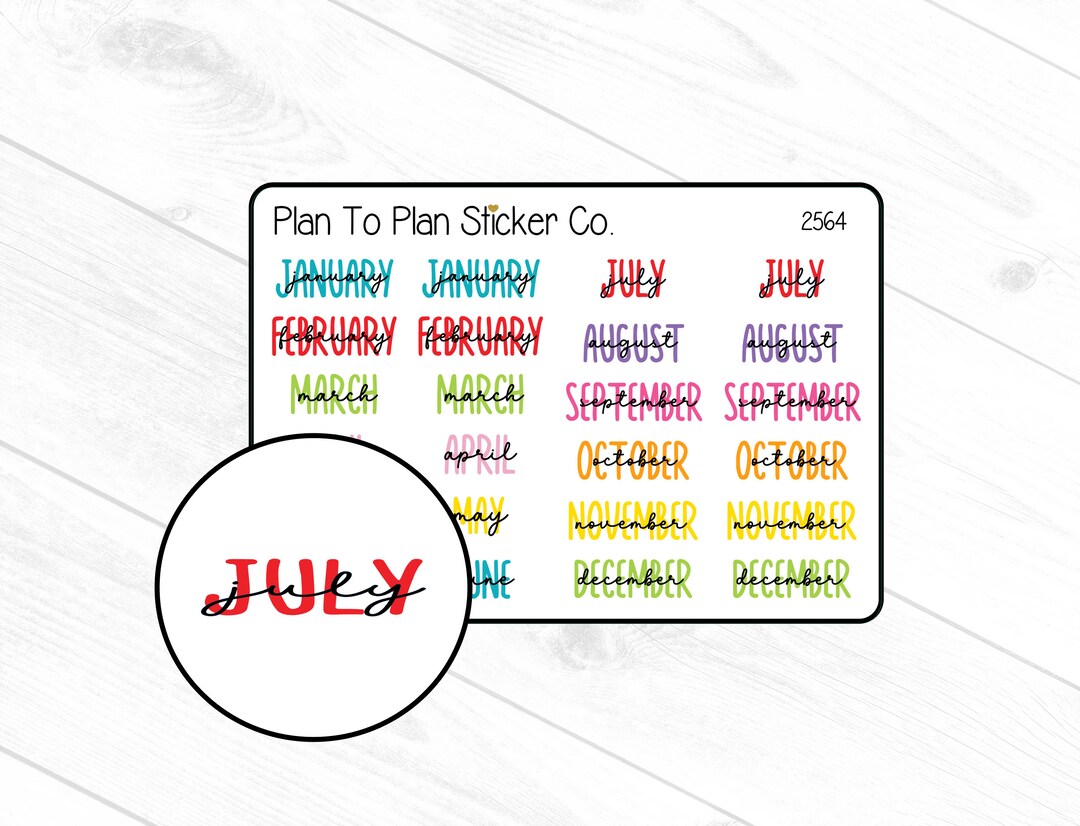 2564~~months of the Year Script Planner Stickers. - Etsy