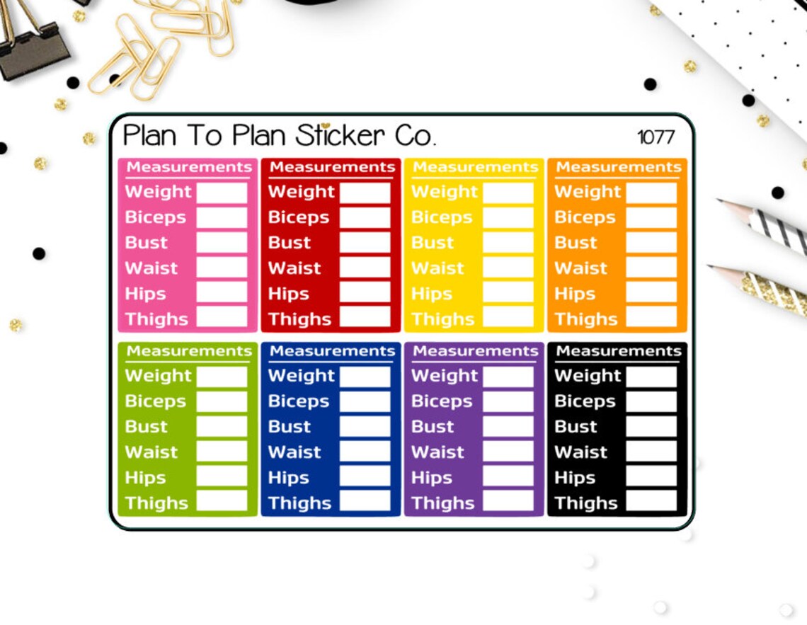 1077body Measurement Weight Trackers Planner Stickers. - Etsy