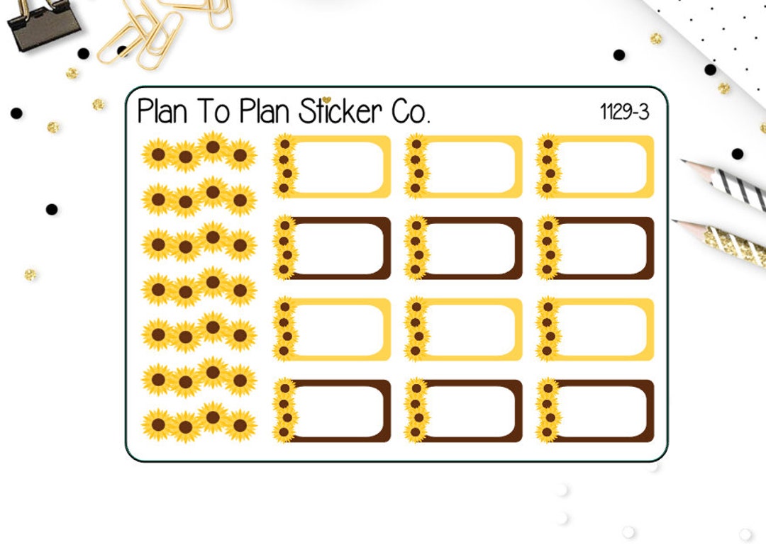 1129-3sunflower Boxes & Dividers Planner Stickers. - Etsy