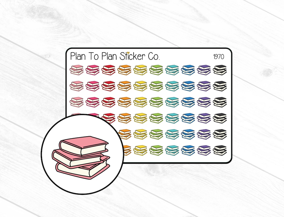 1970~~stack of Books Planner Stickers. - Etsy