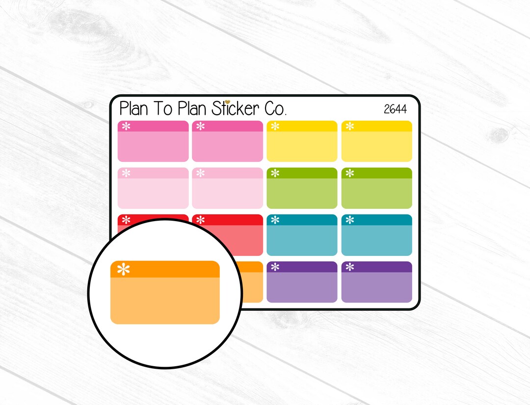 2644~~tinted 1/2 Box With Asterisk Planner Stickers. - Etsy