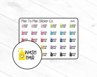 Wash Hair Printable Planner Stickers, Emily Light Skin - Etsy