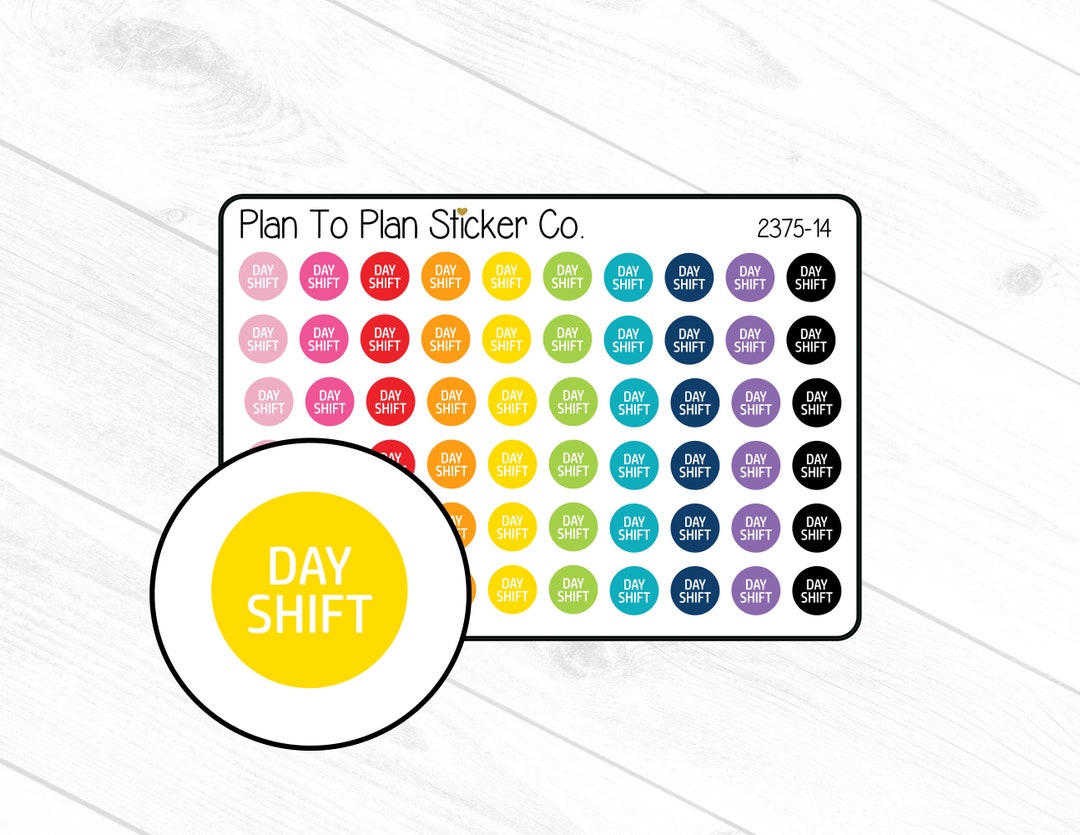 2375-14~~day Shift Dots Planner Stickers. - Etsy