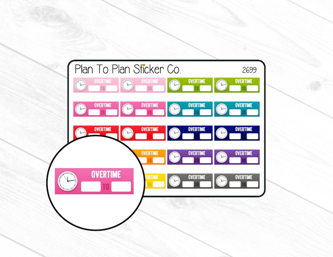 2699~~overtime Tracker Boxes Planner Stickers - Etsy