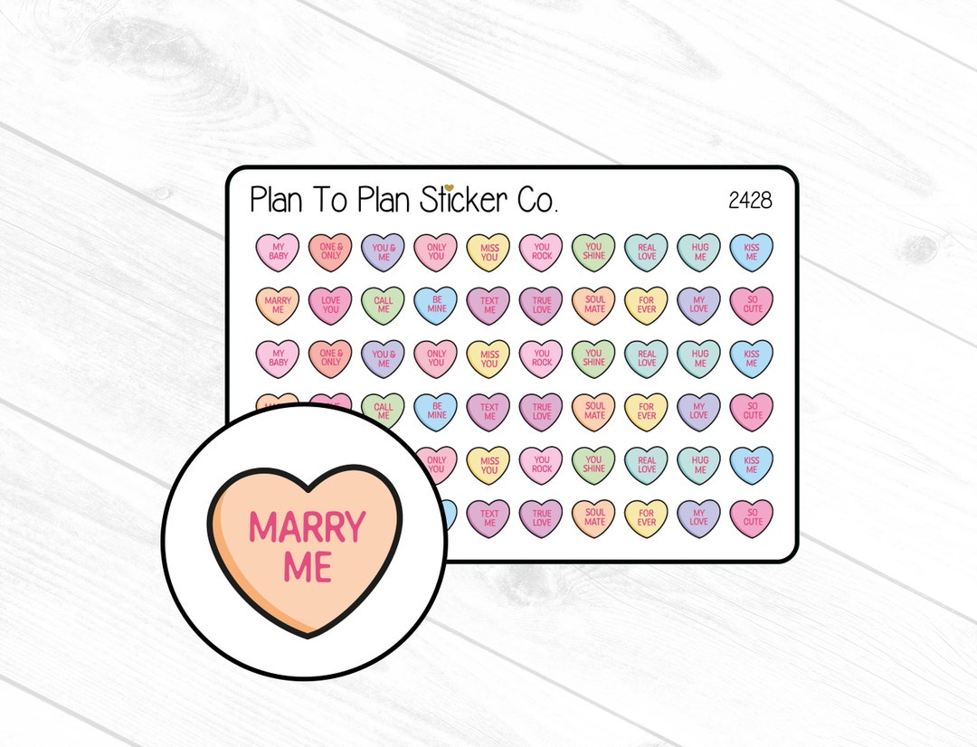 2428~~valentines Conversation Heart Planner Stickers. - Etsy