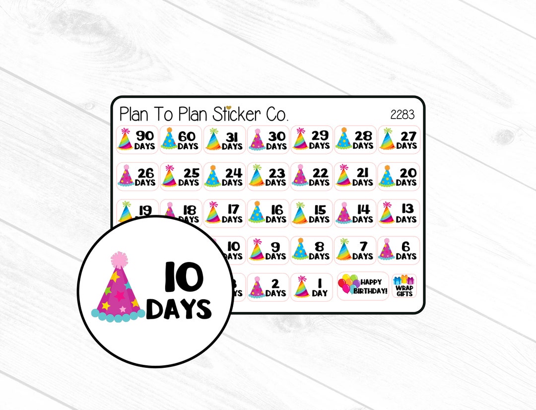 2283~~ Birthday Countdown Planner Stickers. - Etsy