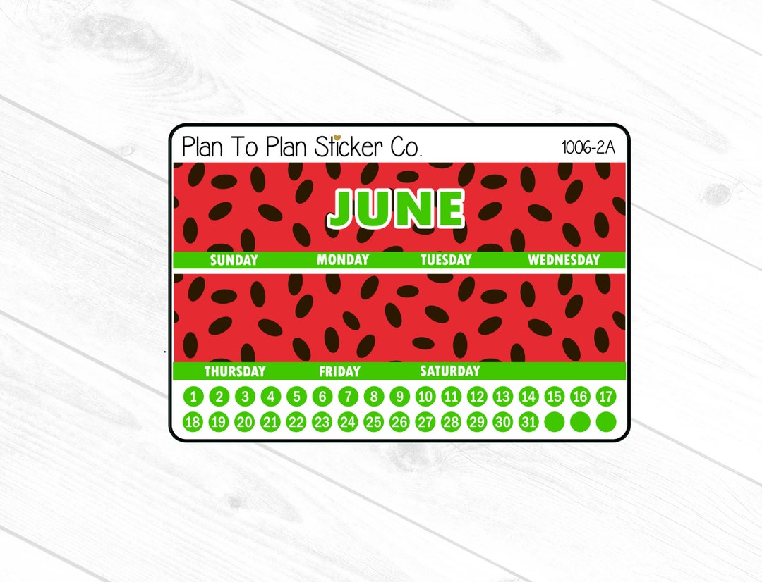 1006-2c~~june 8.5X11 Monthly View Planner Stickers. - Etsy