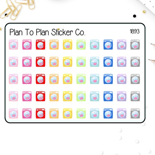 Laundry Planner Stickers Clear Washing Machine Icon Journal - Etsy