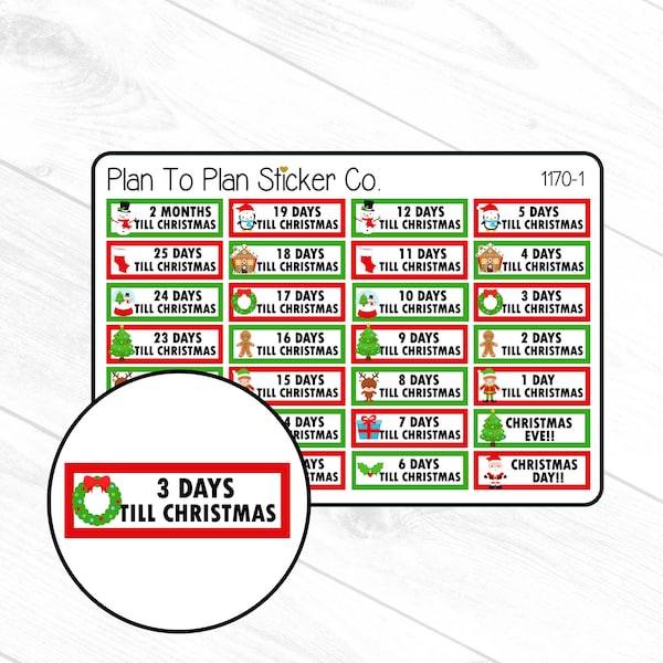 Christmas Countdown Stickers - Etsy
