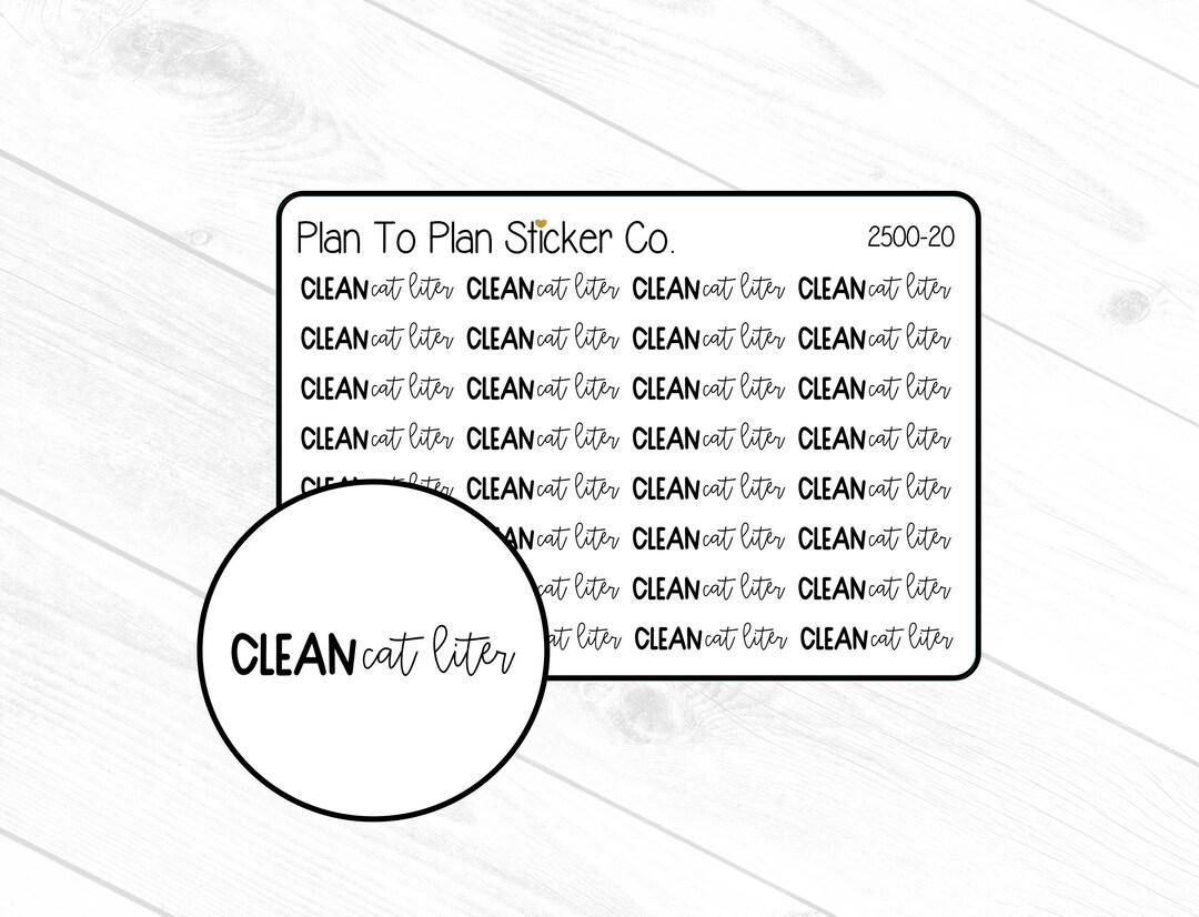 2500-20~~clean Cat Litter Script Planner Stickers. - Etsy