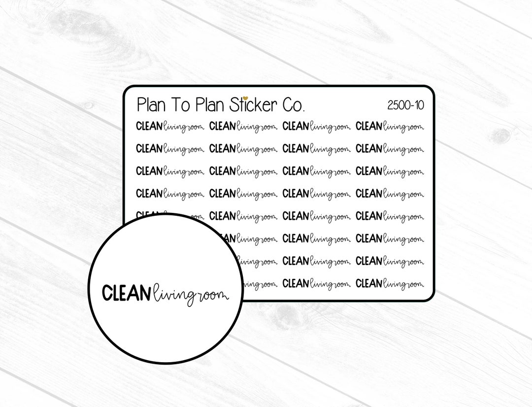 2500-10~~clean Living Room Script Planner Stickers. - Etsy