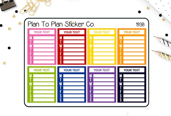 1938custom Text Weekly Trackers Planner Stickers - Etsy
