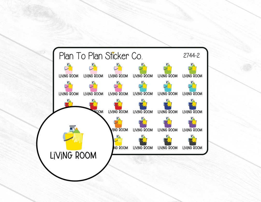 2744-2~~clean Living Room Planner Stickers. - Etsy