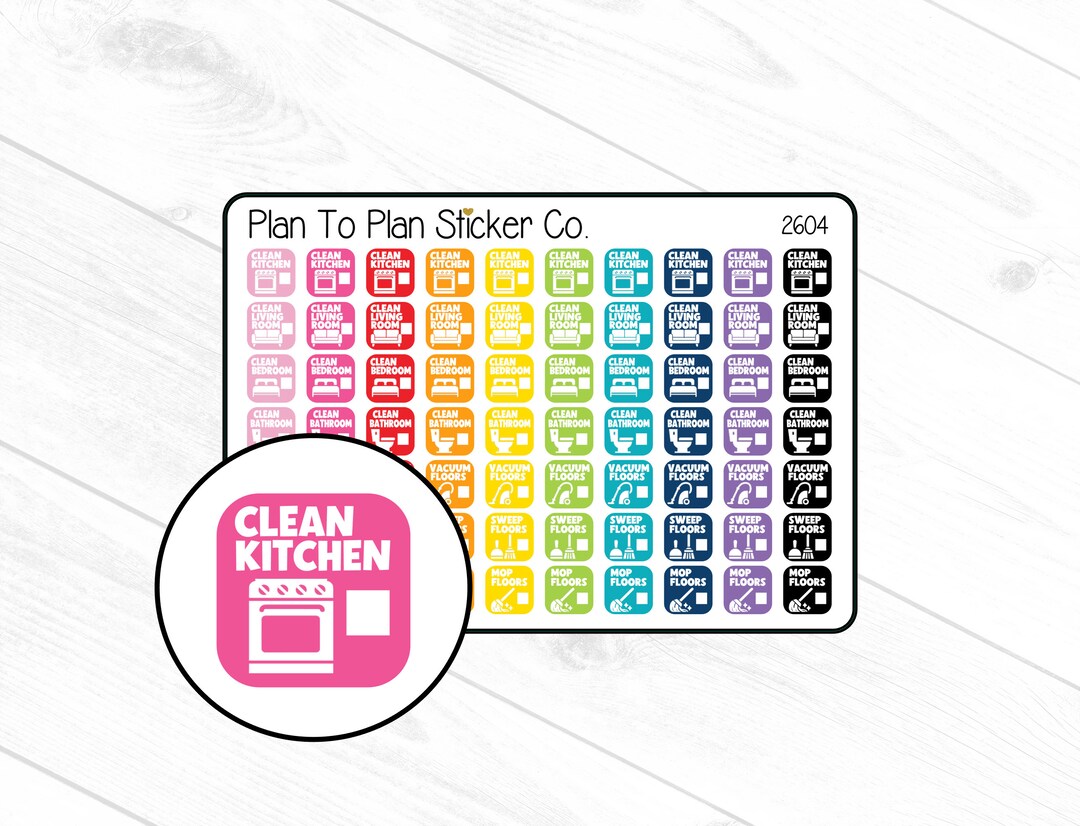 2604~~daily Cleaning Squares Planner Stickers. - Etsy