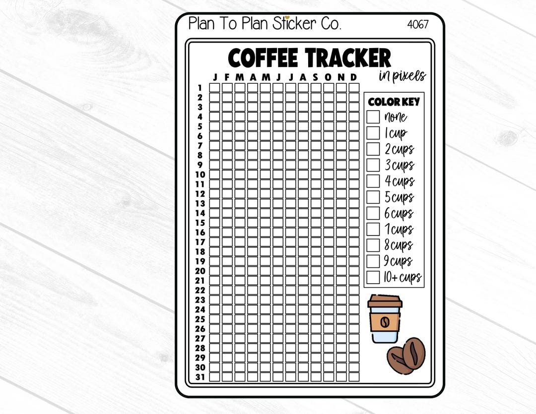 4067~~coffee Tracker Planner Stickers. - Etsy
