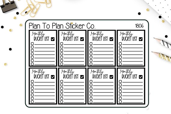 1806monthly Bucket List Planner Stickers - Etsy