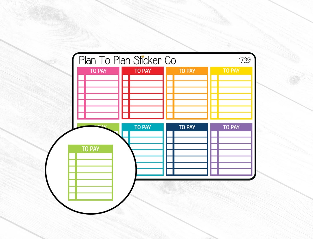 1739~~to Pay Full Box Trackers Planner Stickers. - Etsy