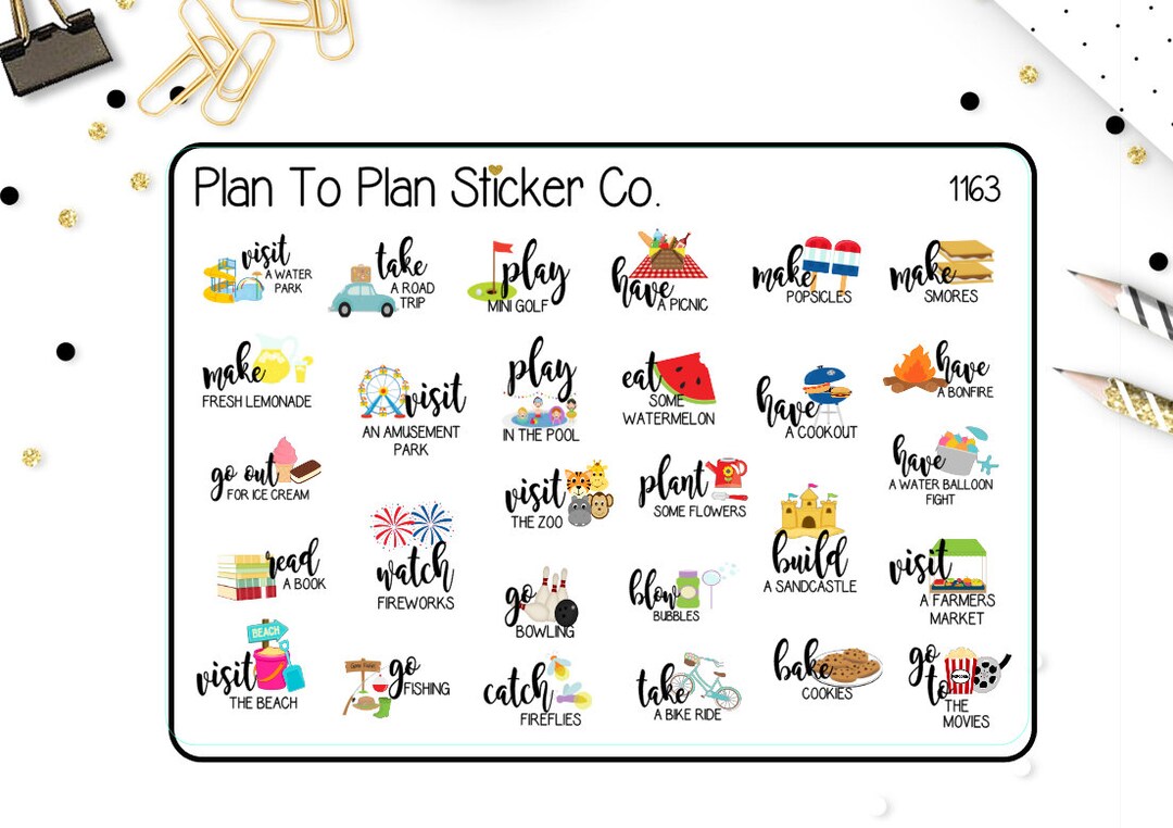 1163summer Bucket List Planner Stickers. - Etsy