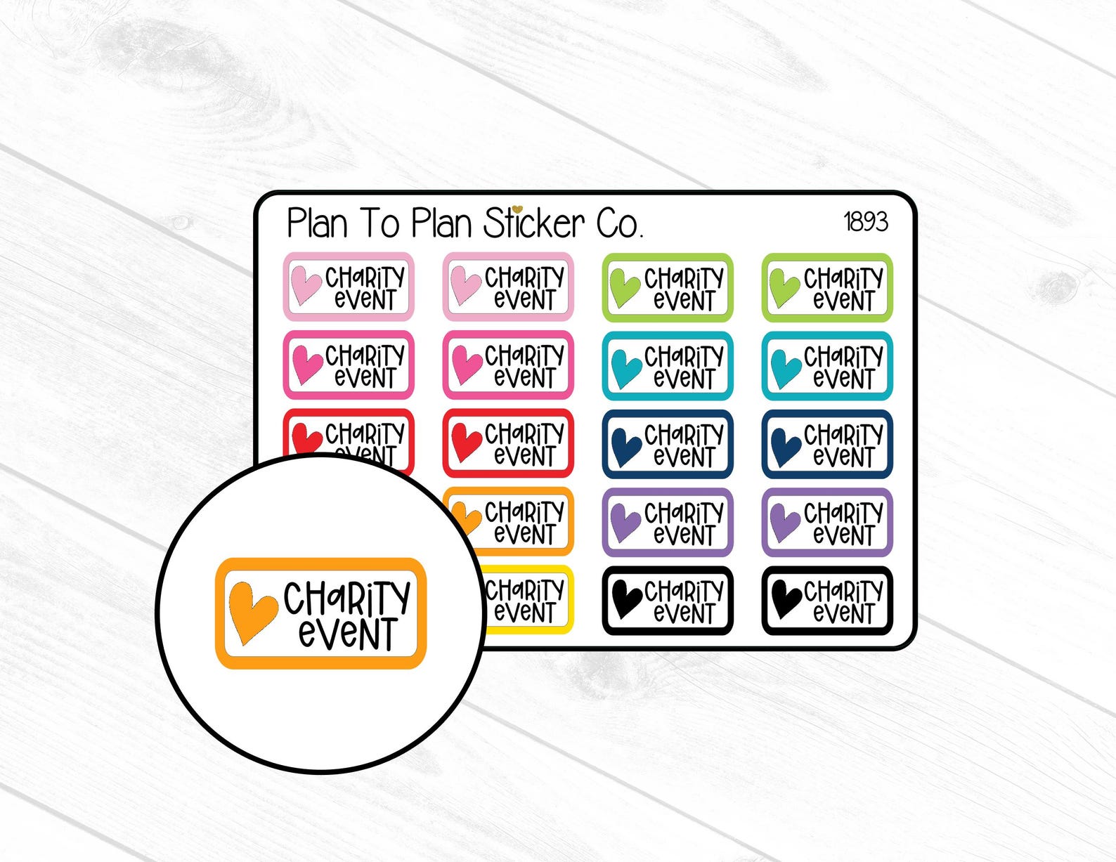 1893~~charity Event Planner Stickers. - Etsy