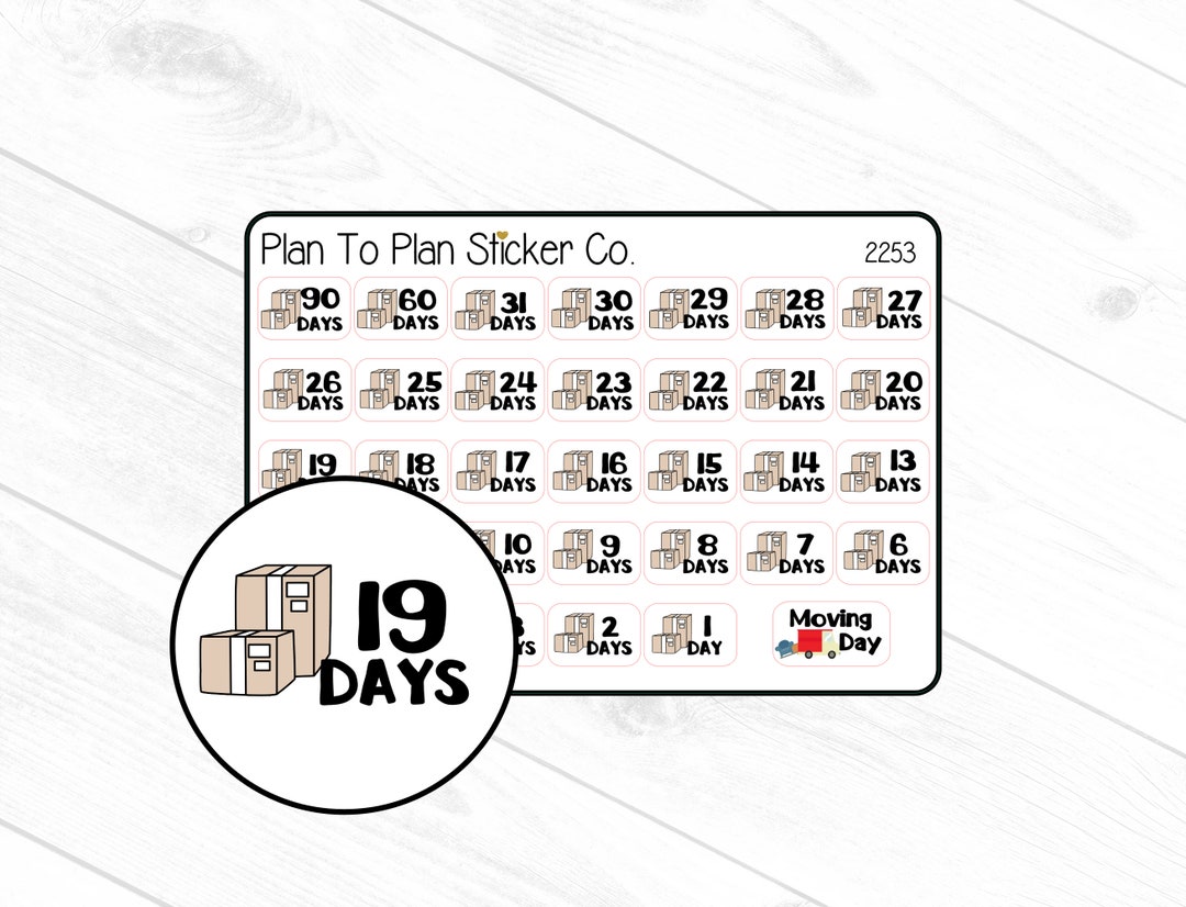 2253~~moving Day Countdown Planner Stickers. - Etsy