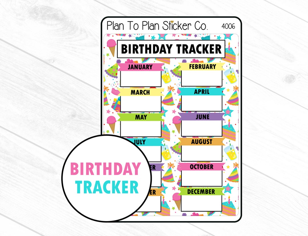4006~~birthday Tracker Planner Stickers. - Etsy