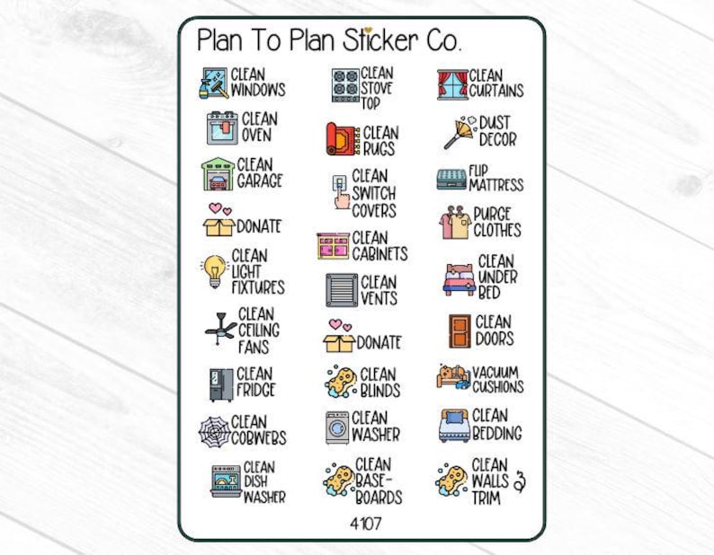 4107~~deep Cleaning Planner Stickers. - Etsy