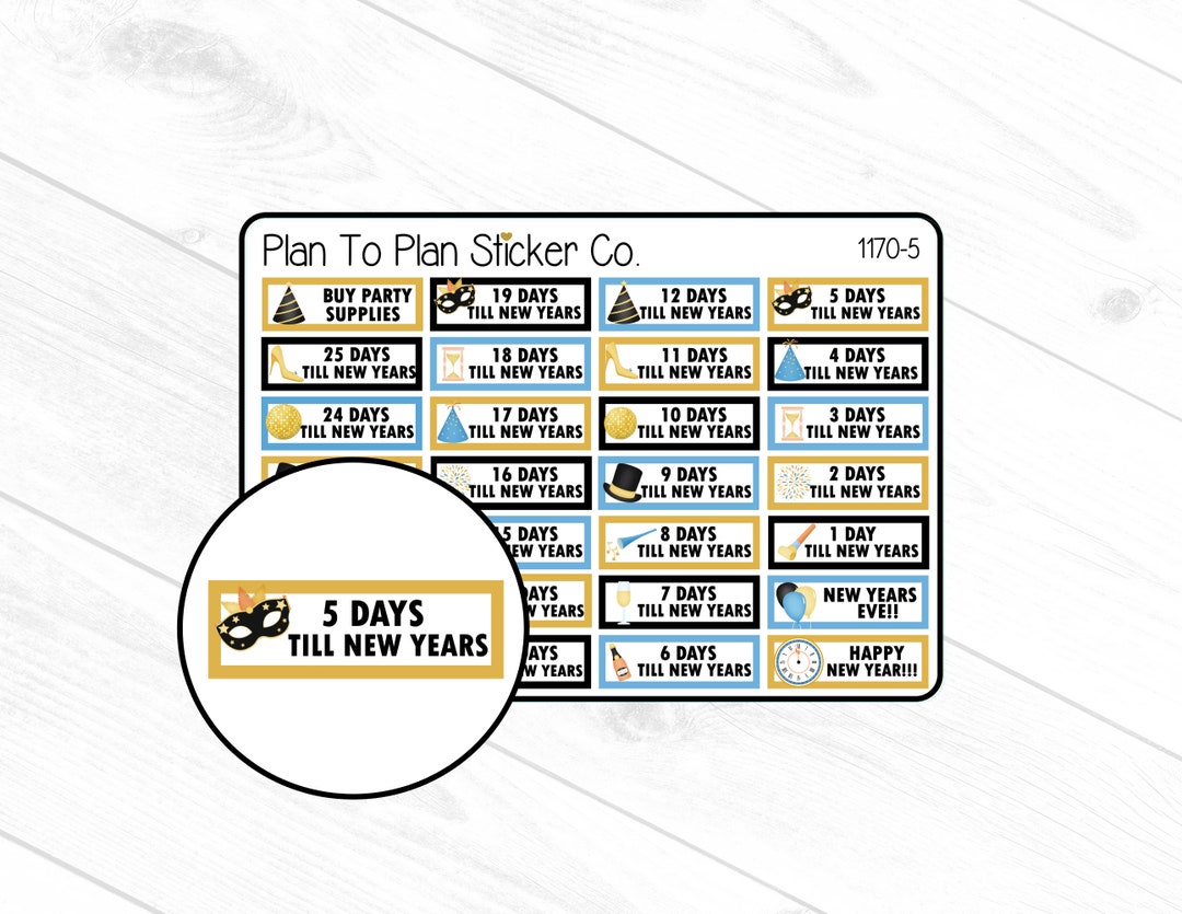 1170-5~~new Years Countdown Planner Stickers. - Etsy