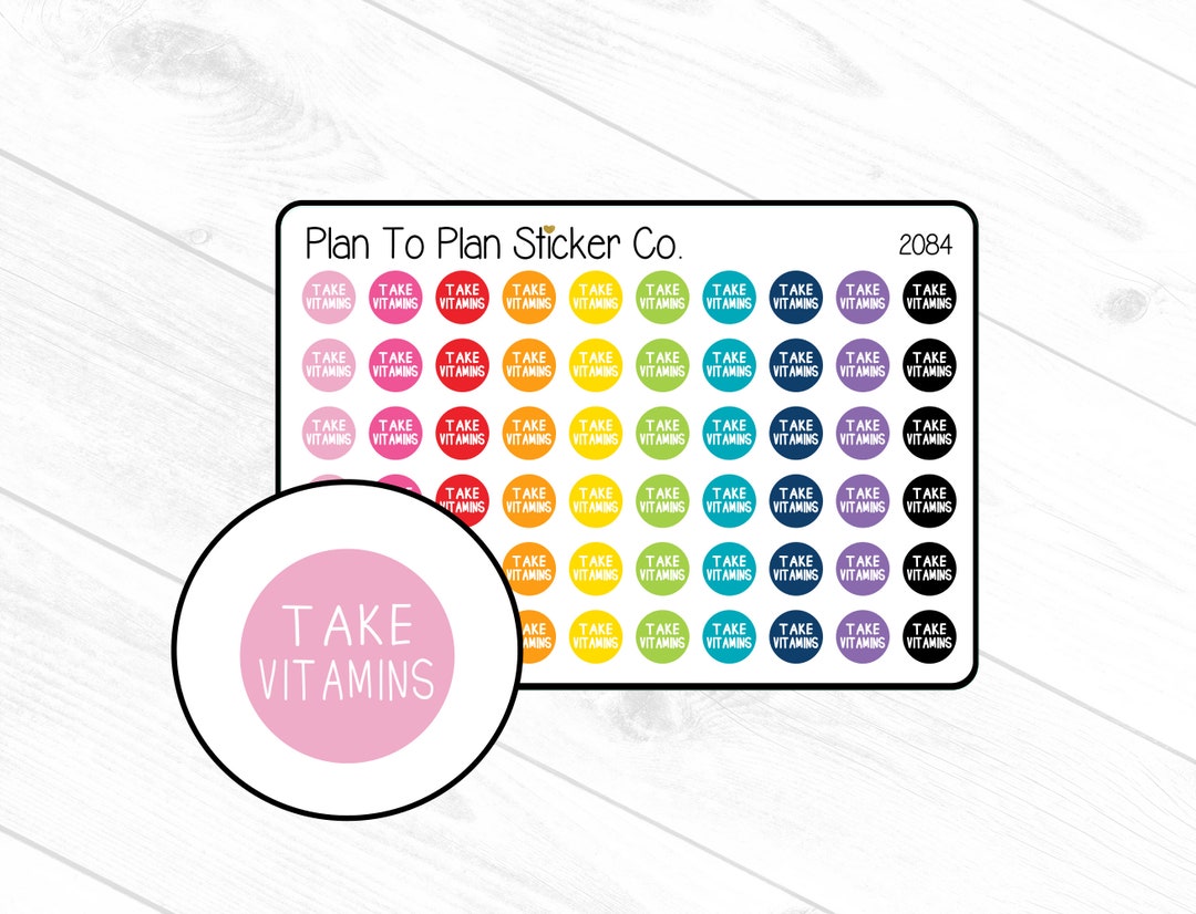 2084~~take Vitamins Reminder Planner Stickers. - Etsy