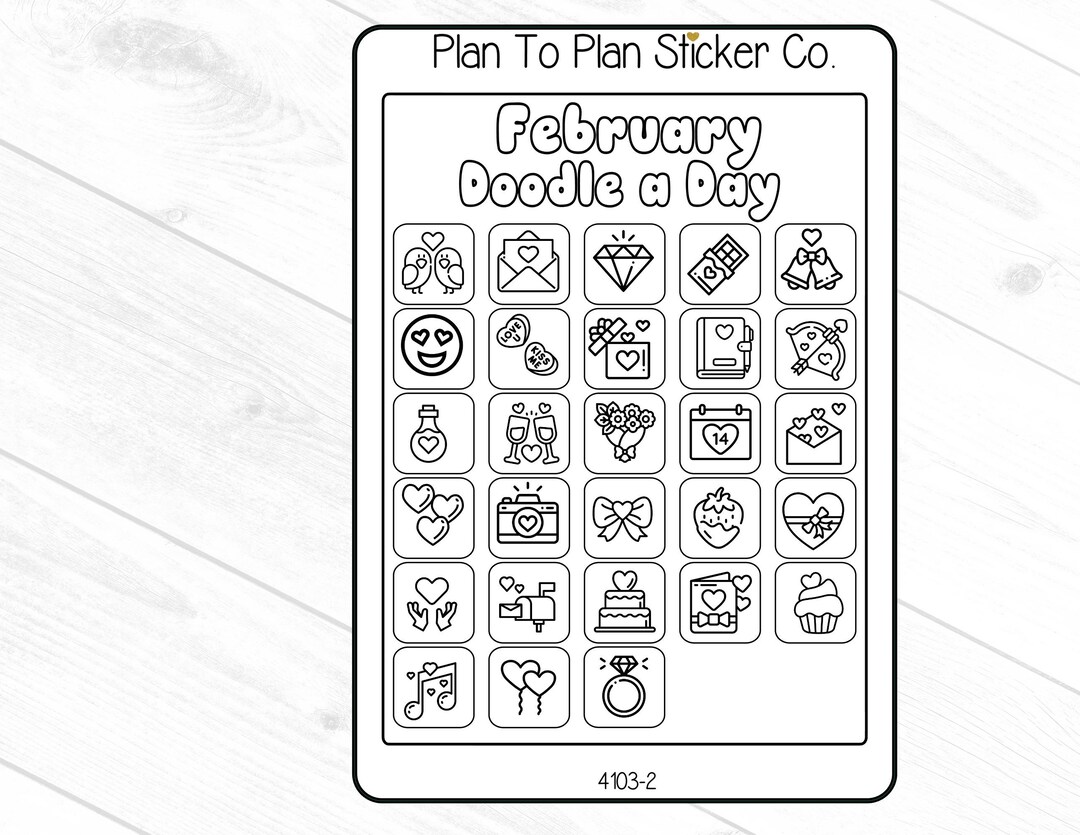 4103-2~~february Doodle a Day Planner Stickers. - Etsy