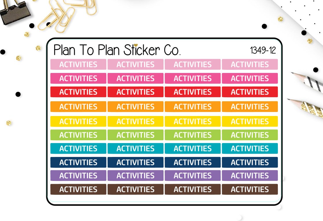 1349-12 Activities Header/dividers Planner Stickers - Etsy