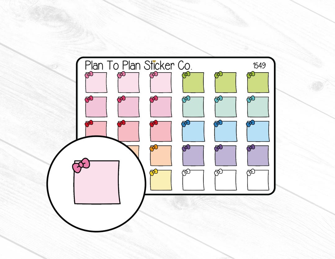1549~~sticky Note With Bow Planner Stickers. - Etsy