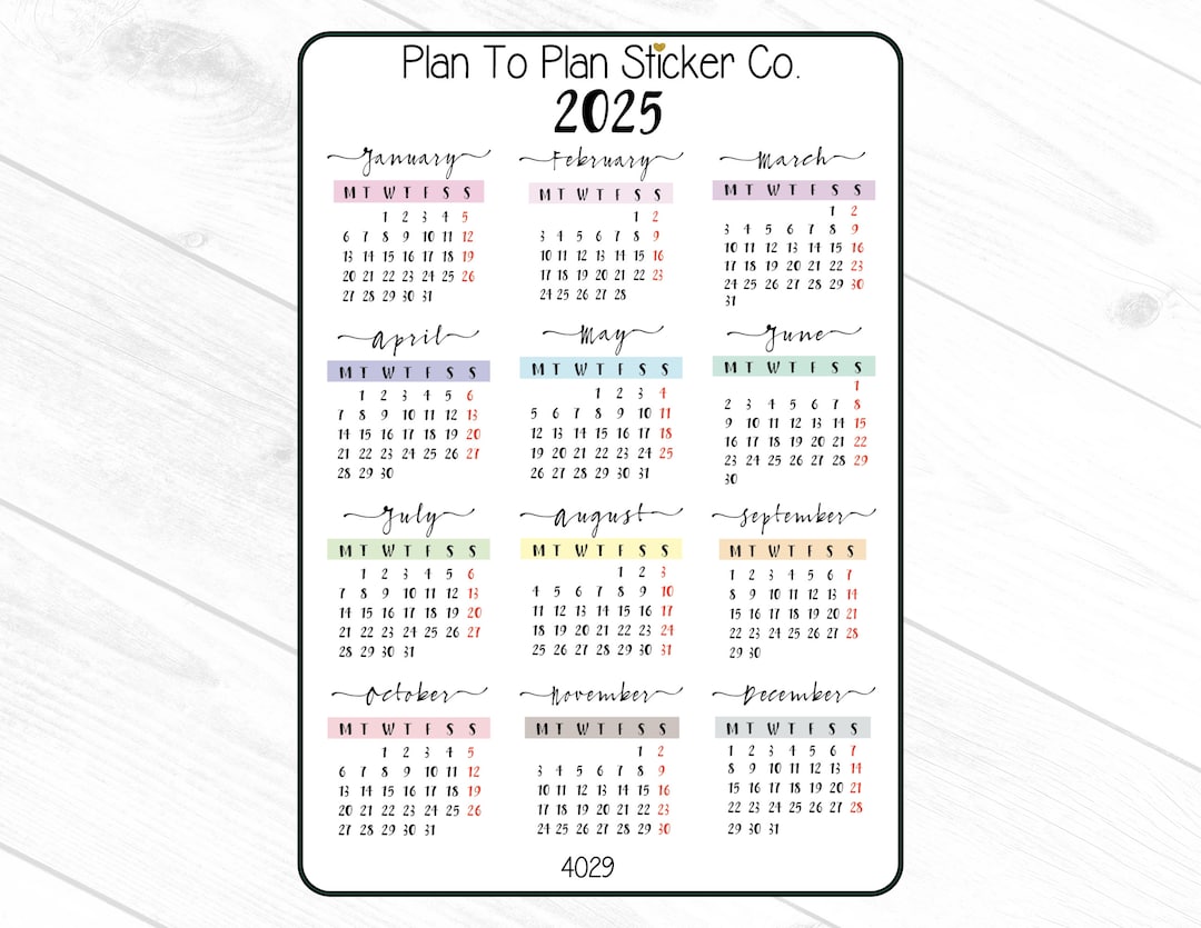 4029~~2025 Monthly Calendars Planner Stickers. - Etsy