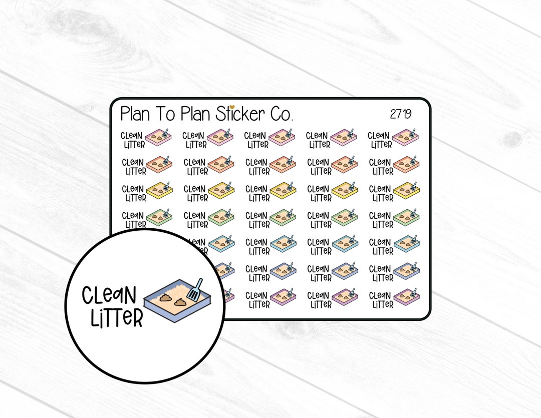 2719~~clean Cat Litter Planner Stickers. - Etsy