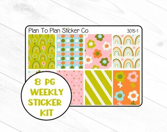 Spring Rainbow Mixed Boxes Planner Stickers Half Boxes - Etsy