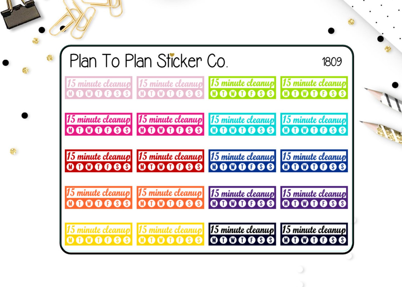 180915 Minute Cleanup Checklist Tracker Planner Stickers. | Etsy