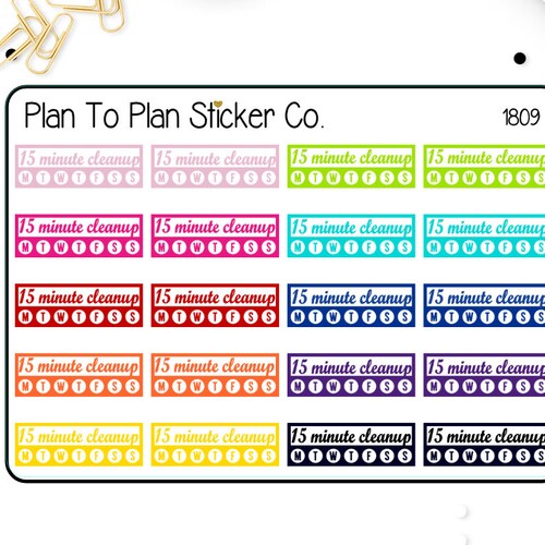 180915 Minute Cleanup Checklist Tracker Planner Stickers. - Etsy