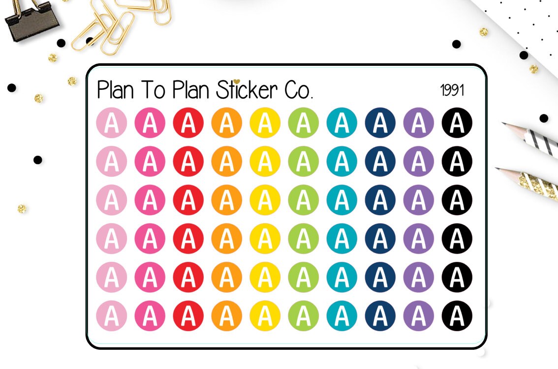 1991custom Letter Dots Planner Stickers - Etsy