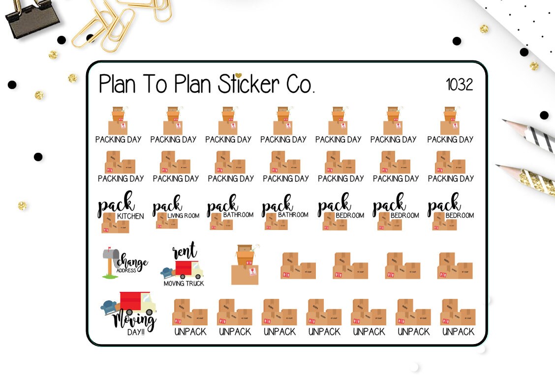 1032moving Day Planner Stickers. - Etsy