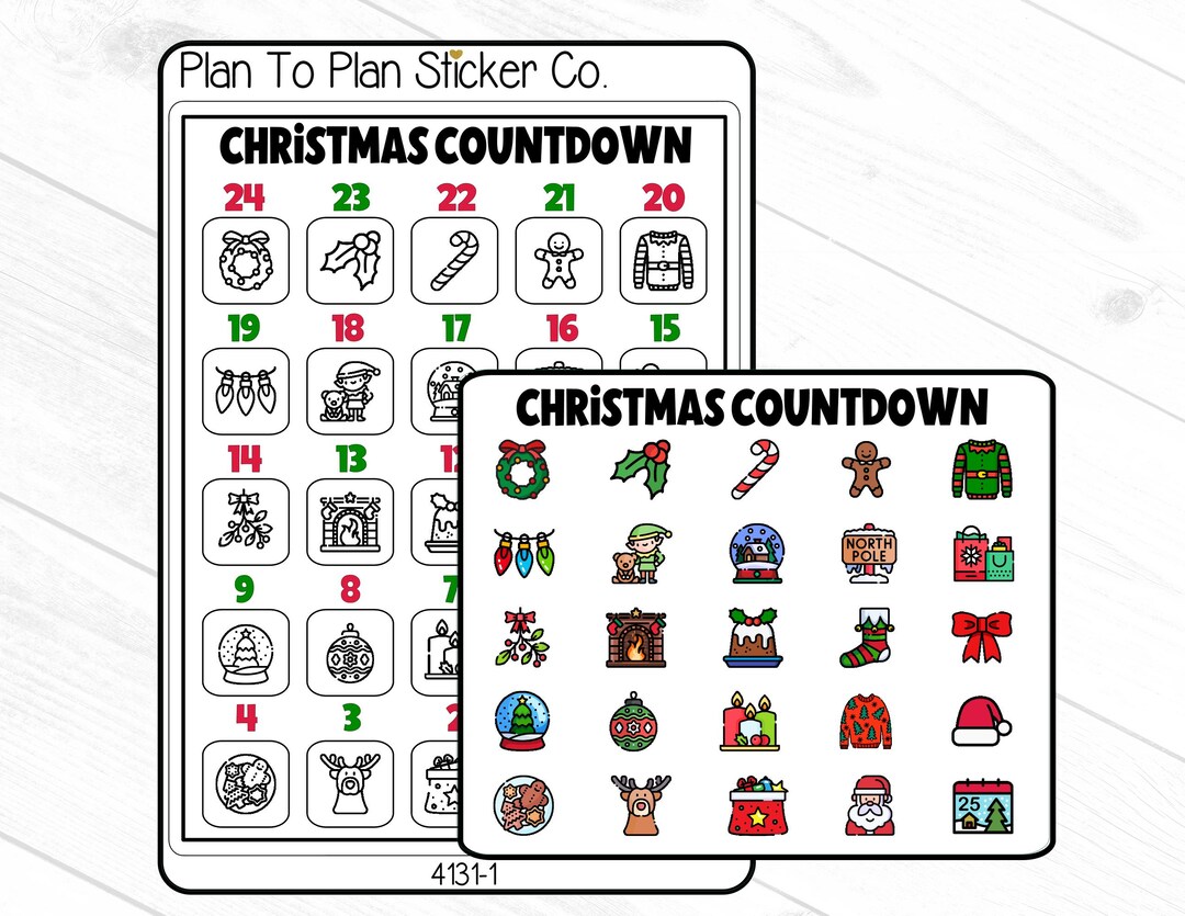 4131~~christmas Countdown Planner Stickers. - Etsy