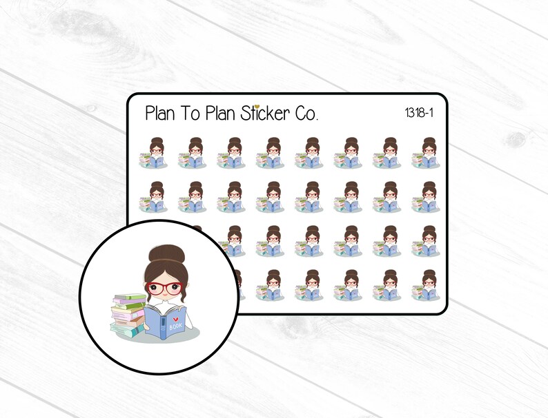 1318~~reading Girl Planner Stickers. - Etsy