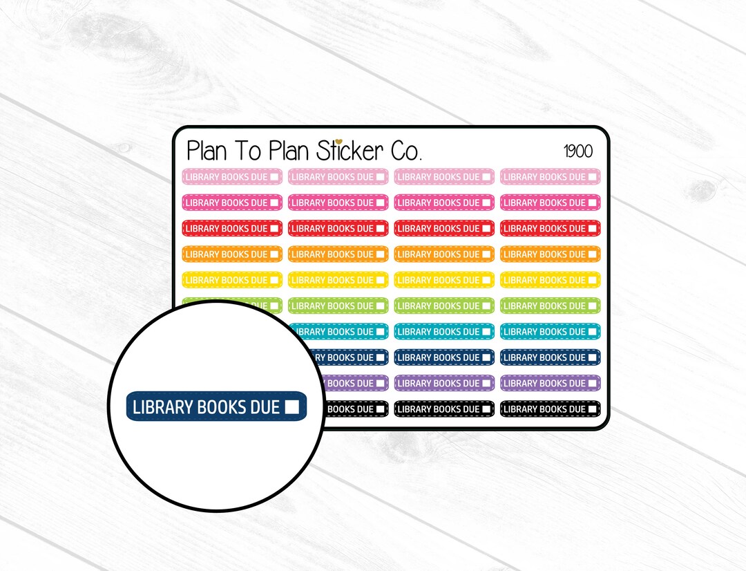 1900~~library Books Due Planner Stickers. - Etsy