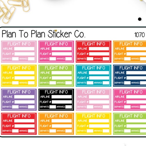 16 Flight Info Stickers for Erin Condren Life Planner Plum - Etsy