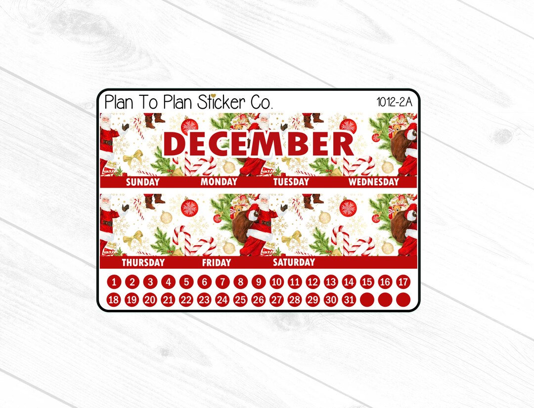 1012-2a~~december 7X9 Monthly View Planner Stickers. - Etsy