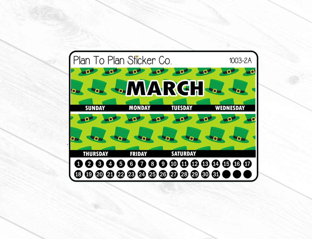 1003-2c~~march 8.5X11 Monthly View Kit Planner Stickers. - Etsy