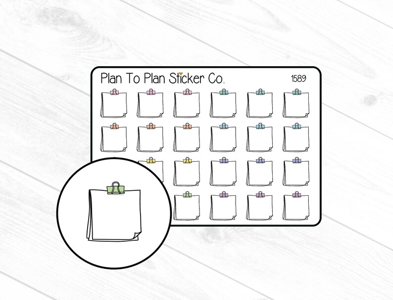 1589~~sticky Note W/clip Planner Stickers. - Etsy
