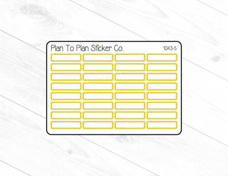 1043-5~~yellow Stitched Box Planner Stickers. - Etsy