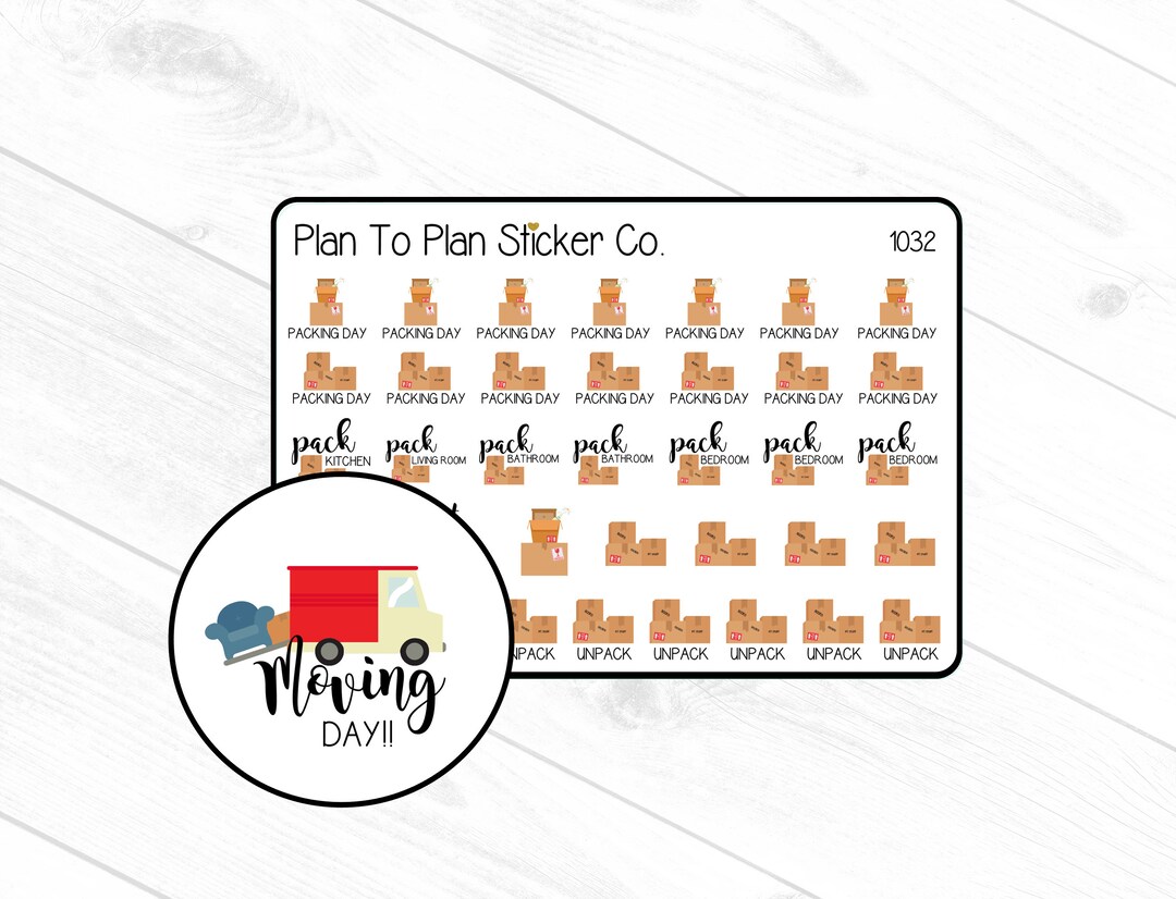 1032~~moving Day Planner Stickers. - Etsy