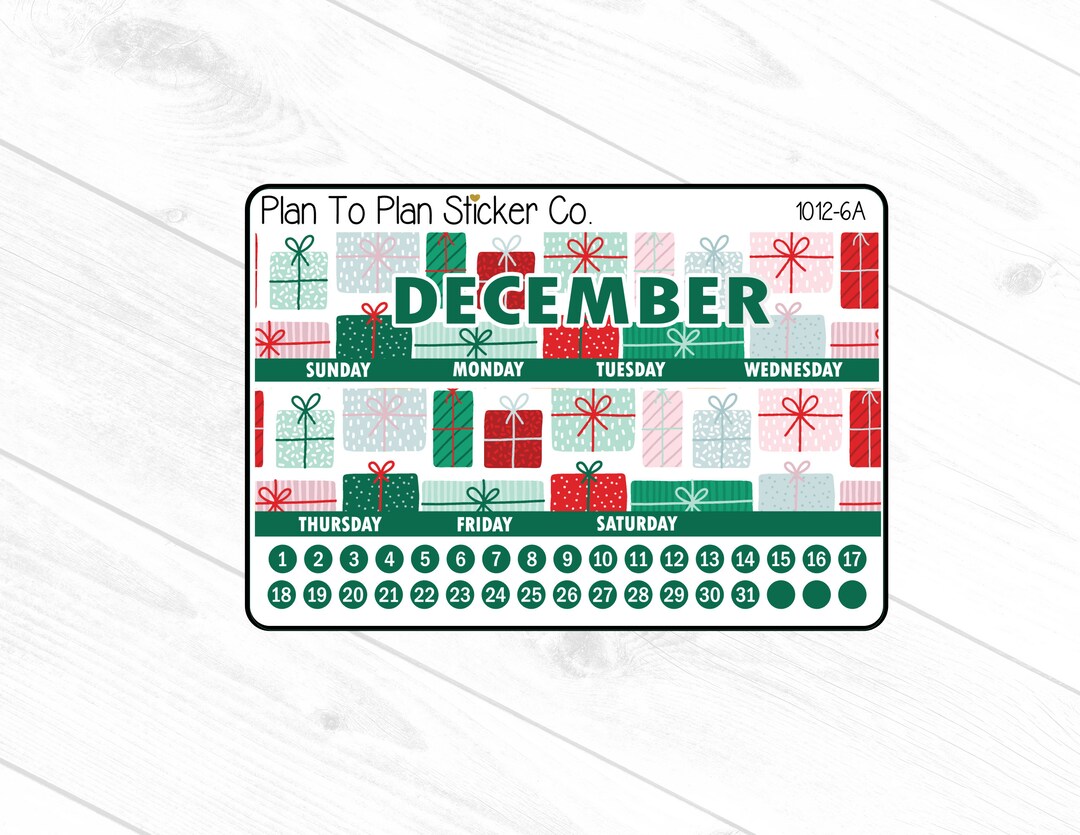 1012-6c~~december 8.5X11 Monthly View Planner Stickers. - Etsy