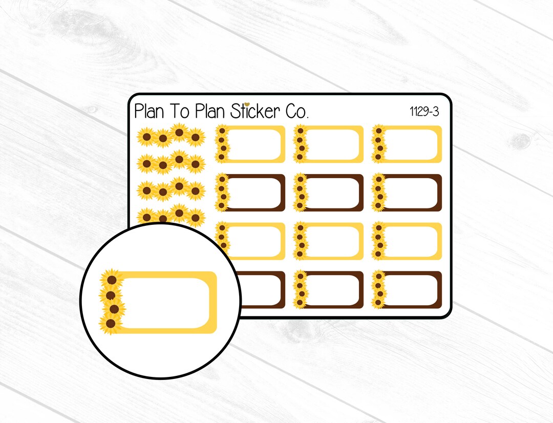 1129-3~~sunflower Boxes & Dividers Planner Stickers. - Etsy